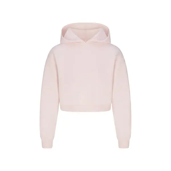 Skims Cotton Fleece Shrunken Hoodie - Barely Pink | Editorialist